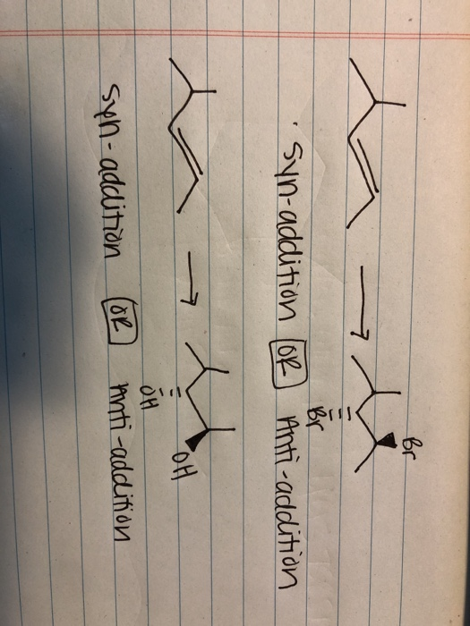 Solved syn-addition OR Anti-addition a OH SH Anti-addition | Chegg.com