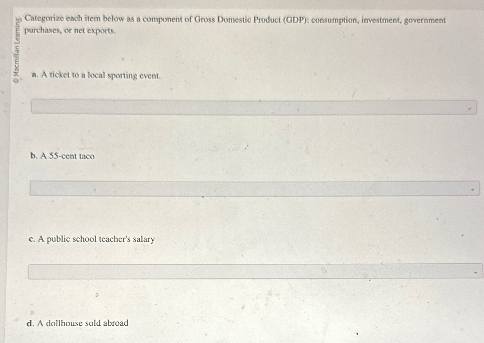 Solved bo Categorize each item below as a component of Gross | Chegg.com