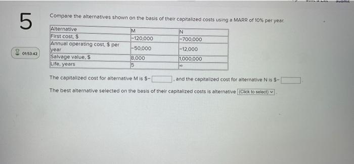 Solved Compare the alternatives shown on the basis of their | Chegg.com