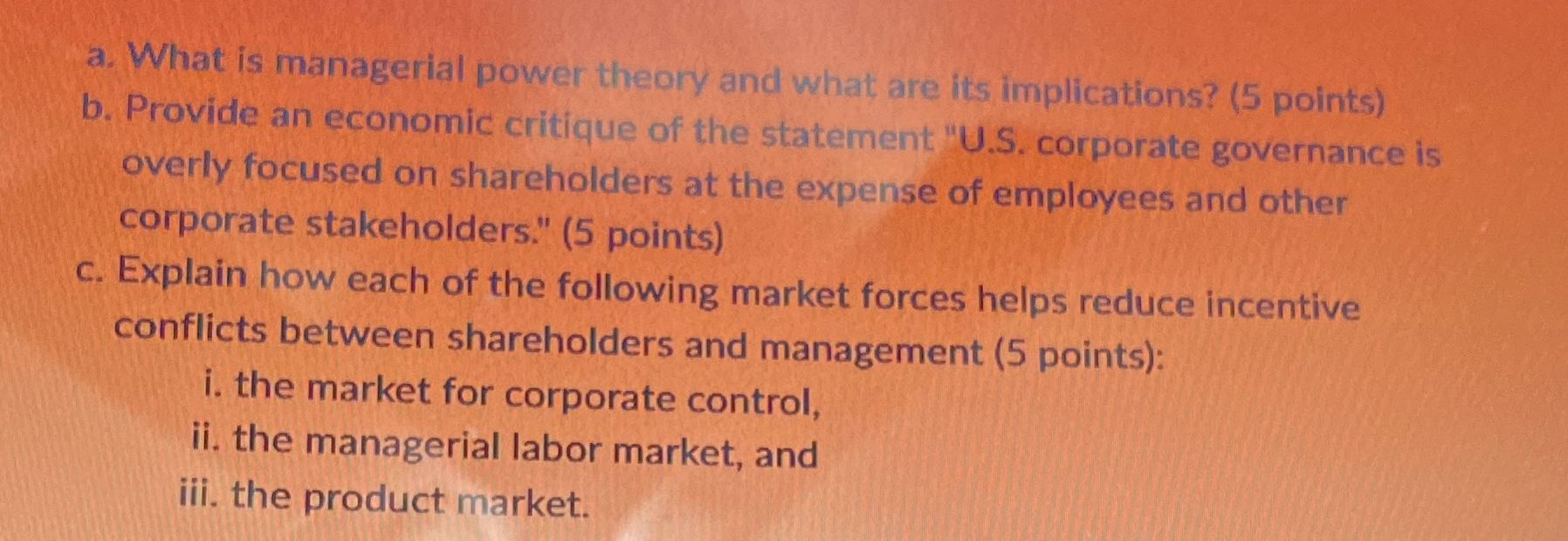 Solved a. ﻿What is managerial power theory and what are its | Chegg.com