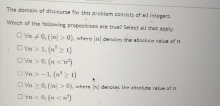Solved The domain of discourse for this problem consists of | Chegg.com