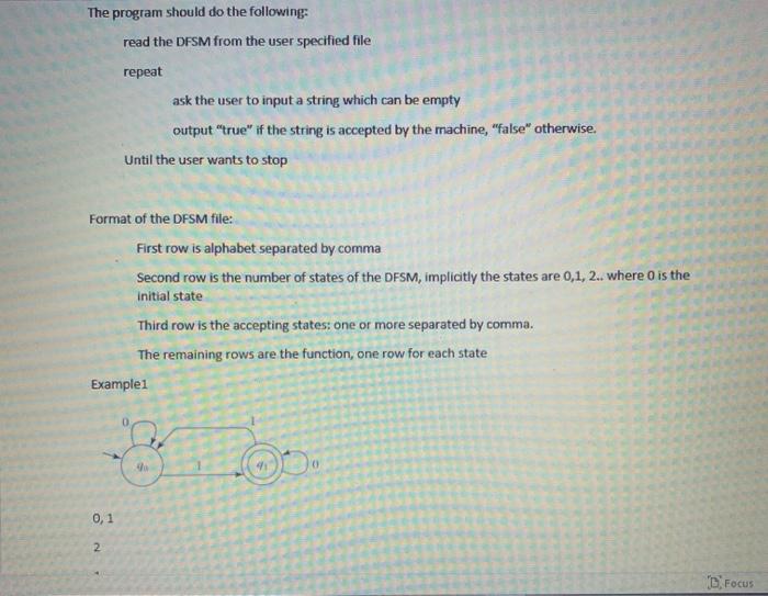 Solved The program should do the following: read the DFSM | Chegg.com