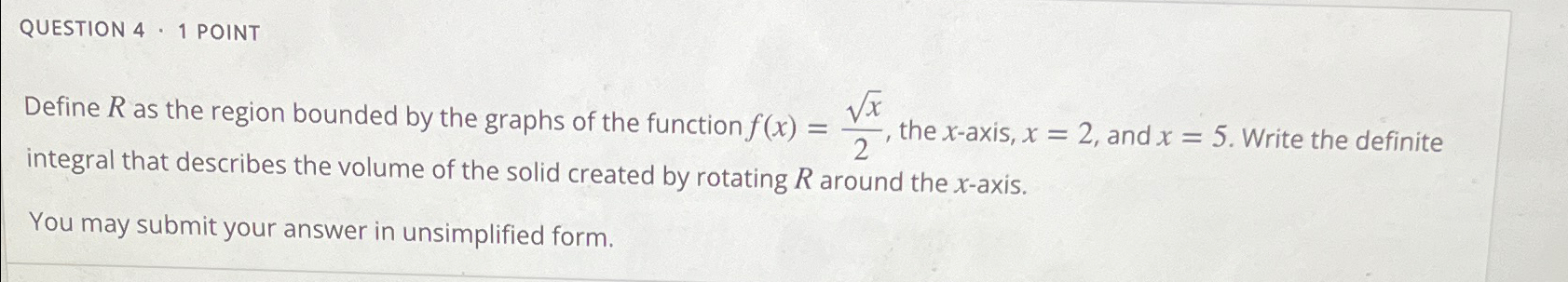 Solved QUESTION 4 - 1 ﻿POINTDefine R ﻿as the region bounded | Chegg.com