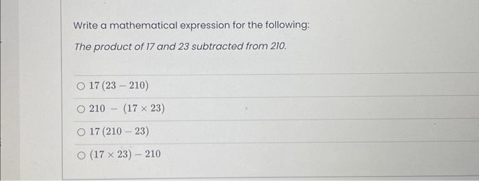 Solved Write a mathematical expression for the following: | Chegg.com