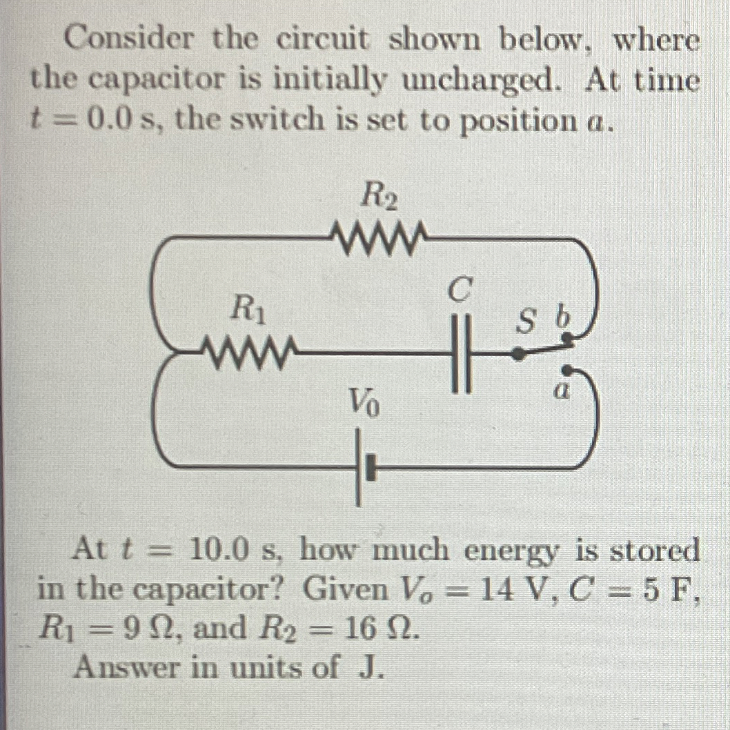 Solved Consider the circuit shown below, where the capacitor | Chegg.com