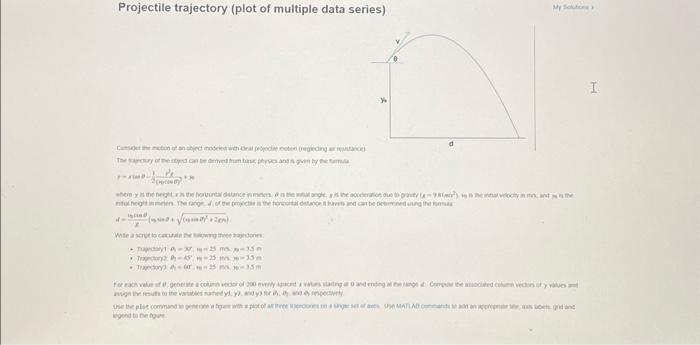Solved Projectile trajectory (plot of multiple data series) | Chegg.com Solved Projectile trajectory (plot of multiple data series) | Chegg.com