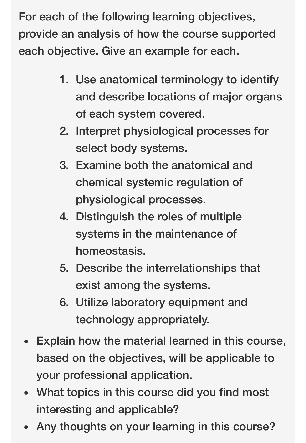 Solved For each of the following learning objectives, | Chegg.com