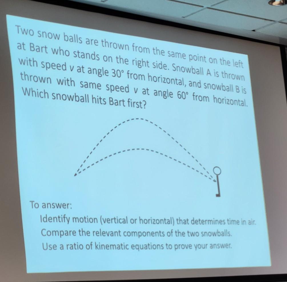 Solved Two snow balls are thrown from the same point on the | Chegg.com
