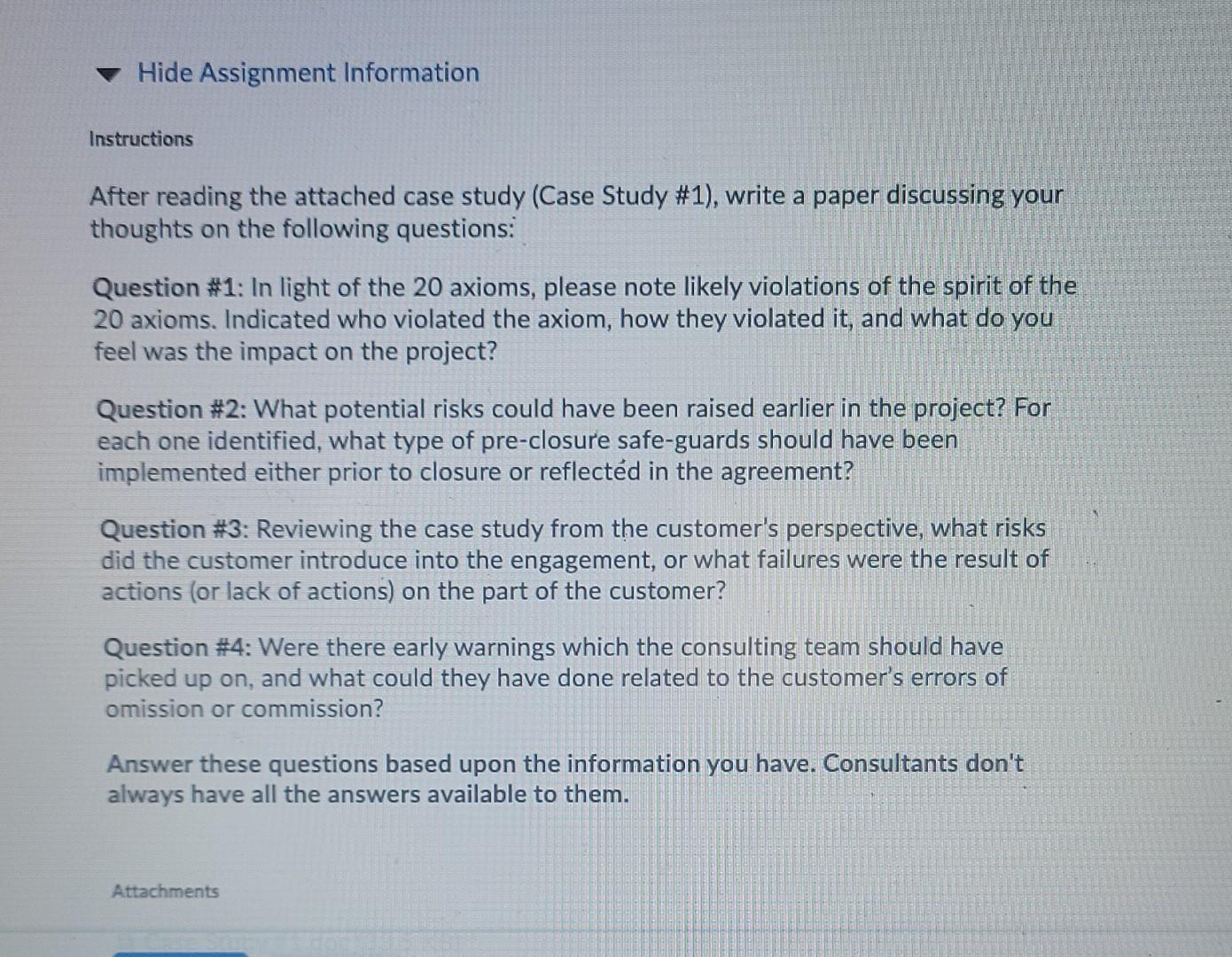 Hide Assignment Information Instructions After | Chegg.com