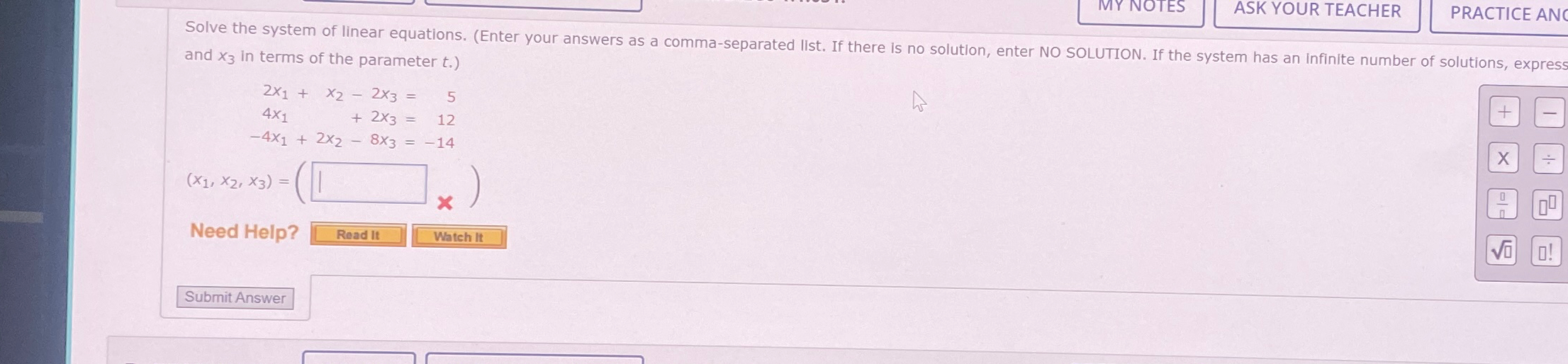 Solved ASK YOUR TEACHERSolve the system of linear equations. | Chegg.com