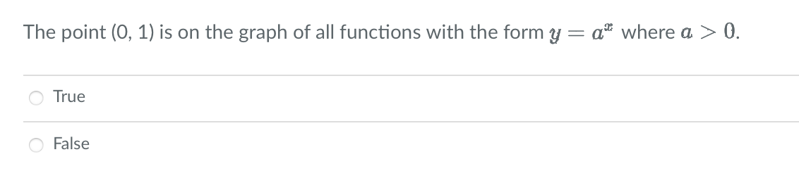 Solved The point (0,1) ﻿is on the graph of all functions | Chegg.com