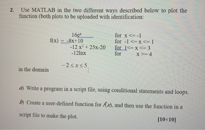 Solved 2. Use MATLAB in the two different ways described | Chegg.com