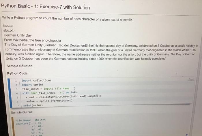 Solved Python Basic - 1: Exercise-7 with Solution Write a | Chegg.com