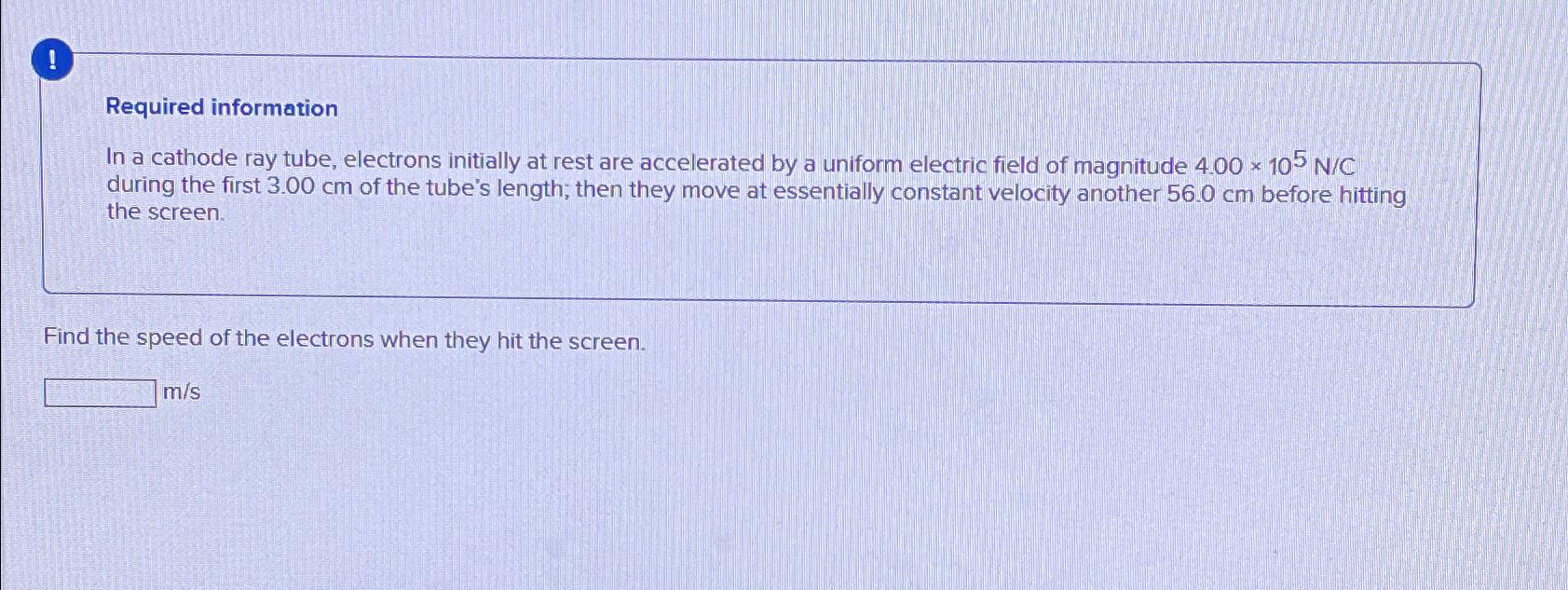 Solved !Required informationIn a cathode ray tube, electrons | Chegg.com
