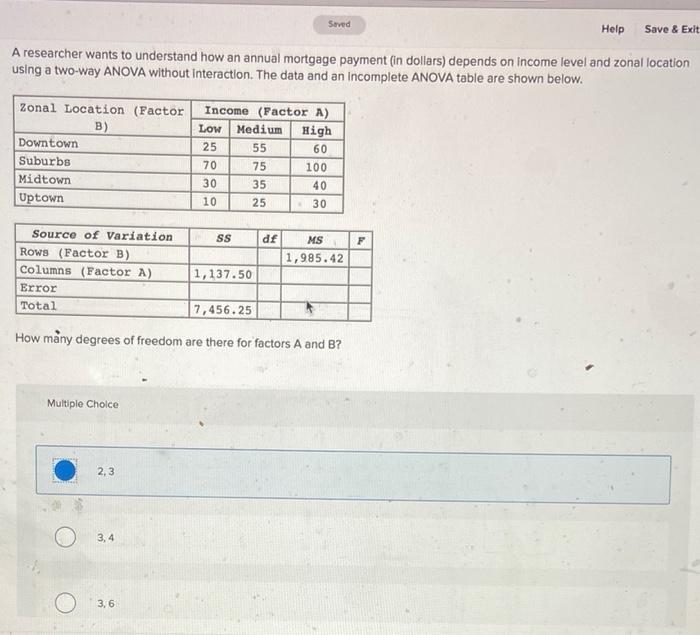 Solved Seved Help Save & Exit A researcher wants to | Chegg.com