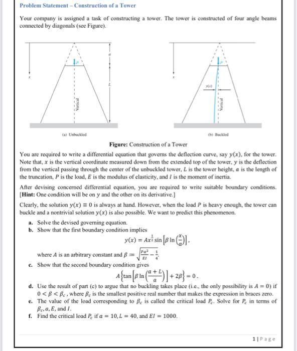 Solved Problem Statement - Construction of a Tower Your | Chegg.com