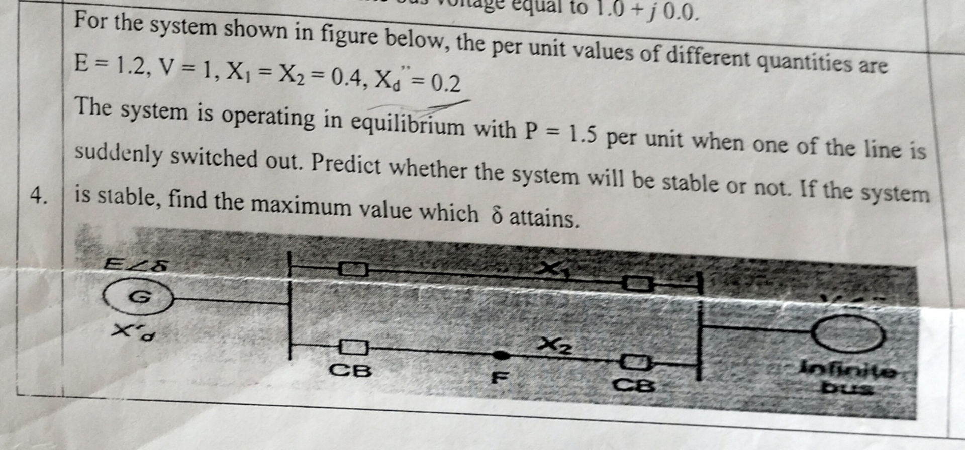 Solved For the system shown in figure below, the per unit | Chegg.com