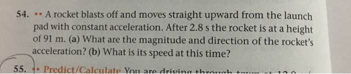 Solved A rocket blasts off and moves straight upward from | Chegg.com