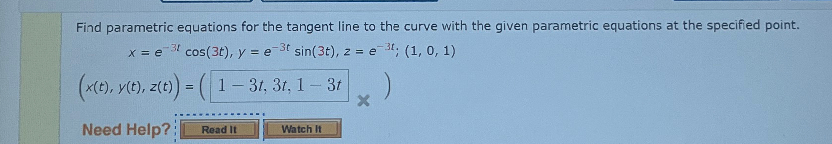 Solved Find parametric equations for the tangent line to the | Chegg.com
