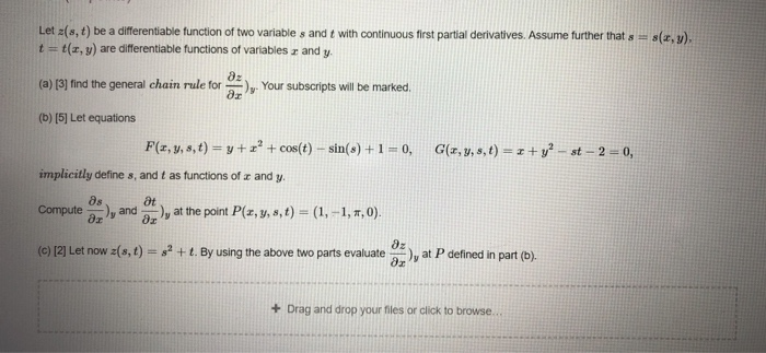 Solved Let :(s, t) be a differentiable function of two | Chegg.com