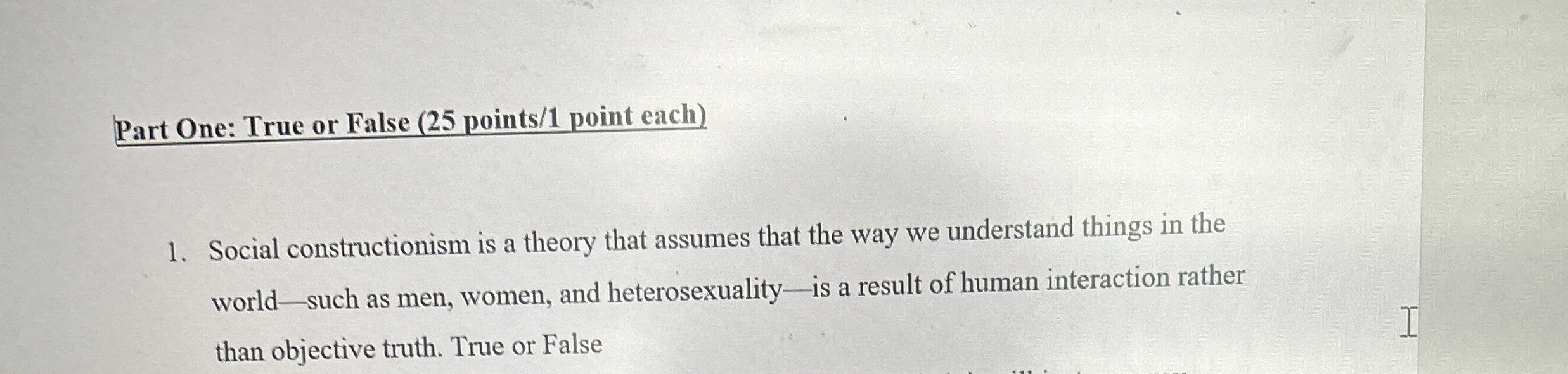 Solved Part One: True or False (25 ﻿points/1 ﻿point | Chegg.com