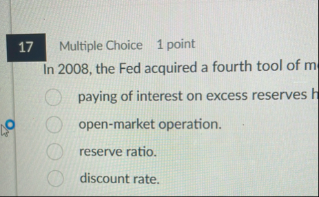 Solved Multiple Choice1 ﻿pointIn 2008, ﻿the Fed acquired a | Chegg.com