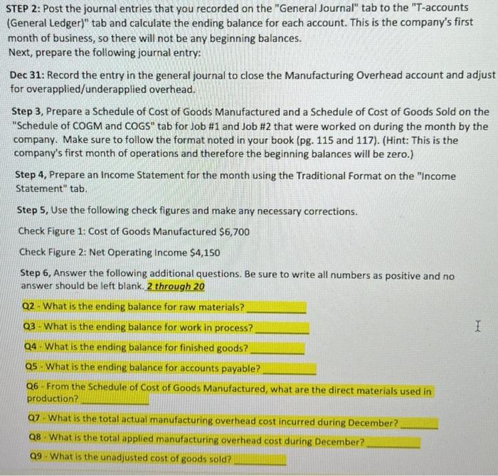 Solved STEP 2: Post the journal entries that you recorded on | Chegg.com