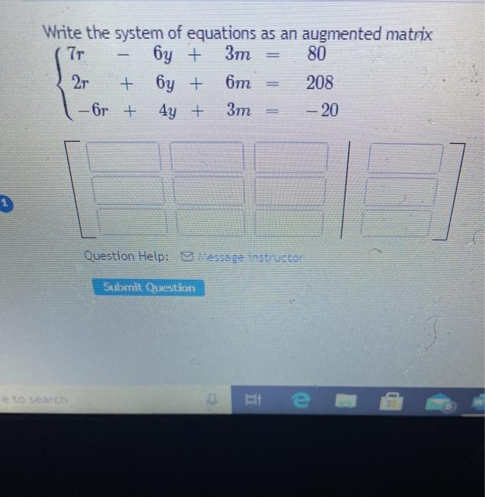 Solved Write the system of equations as an augmented matrix | Chegg.com