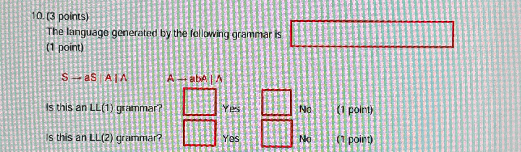 Solved (3 ﻿points)The language generated by the following | Chegg.com