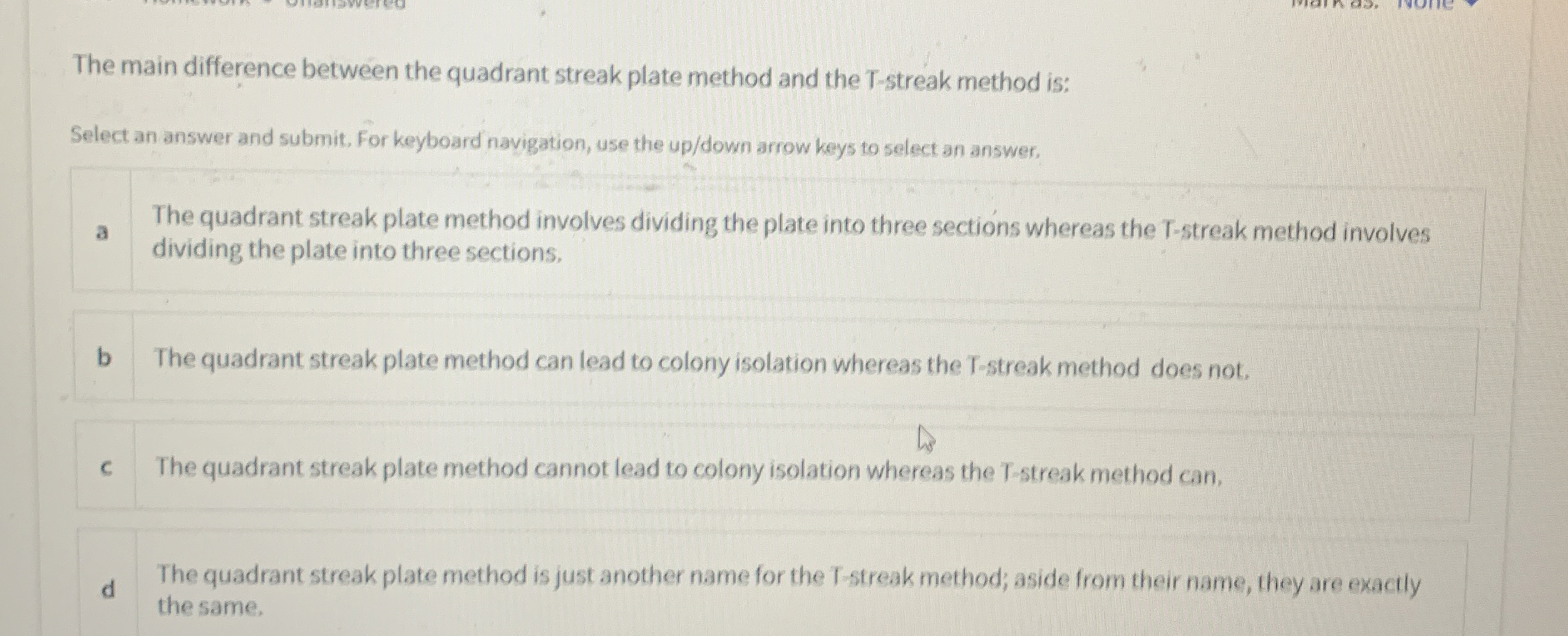 Solved The main difference between the quadrant streak plate | Chegg.com