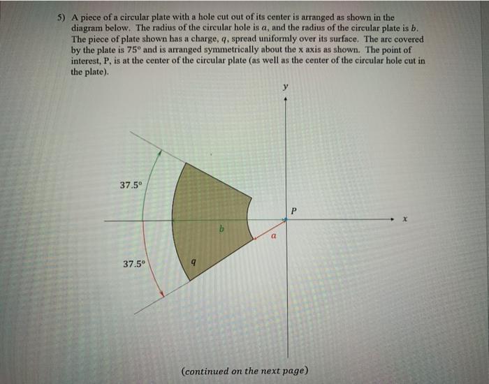 Solved 5) A piece of a circular plate with a hole cut out of | Chegg.com