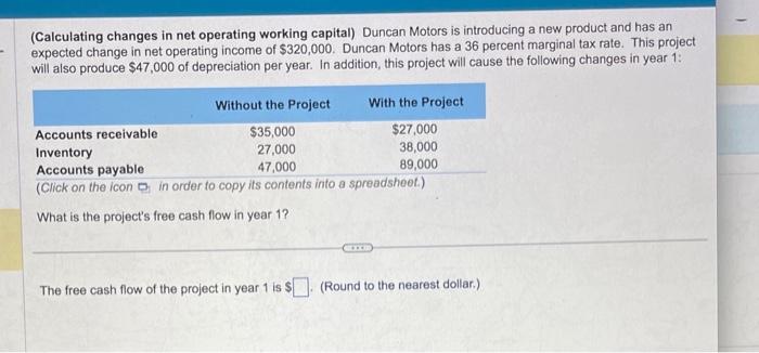 Solved (Calculating changes in net operating working | Chegg.com