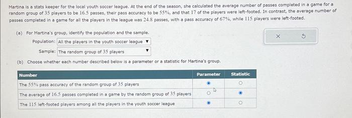 Solved Martina is a stats keeper for the local youth soccer | Chegg.com