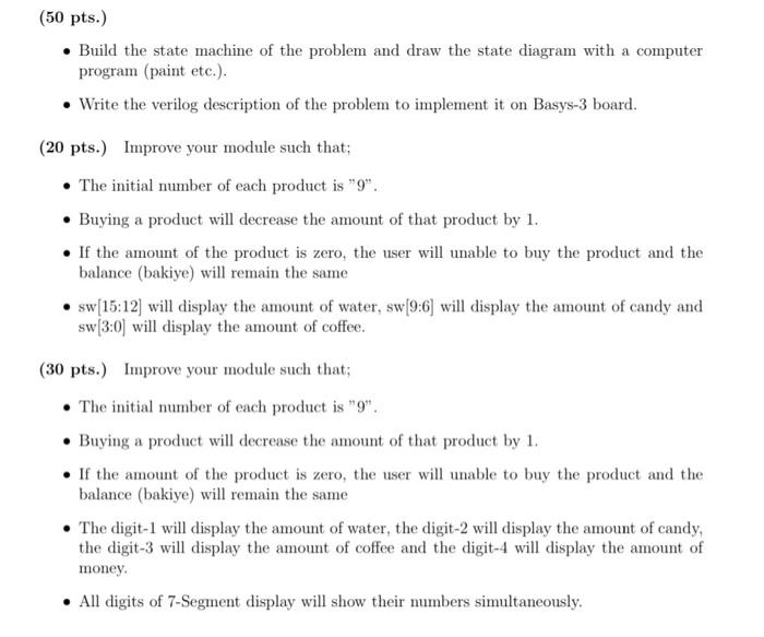 Solved (50 pts. ) - Build the state machine of the problem | Chegg.com