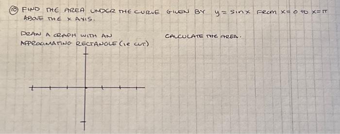 Solved find the area under the curve given by y=sinx from | Chegg.com