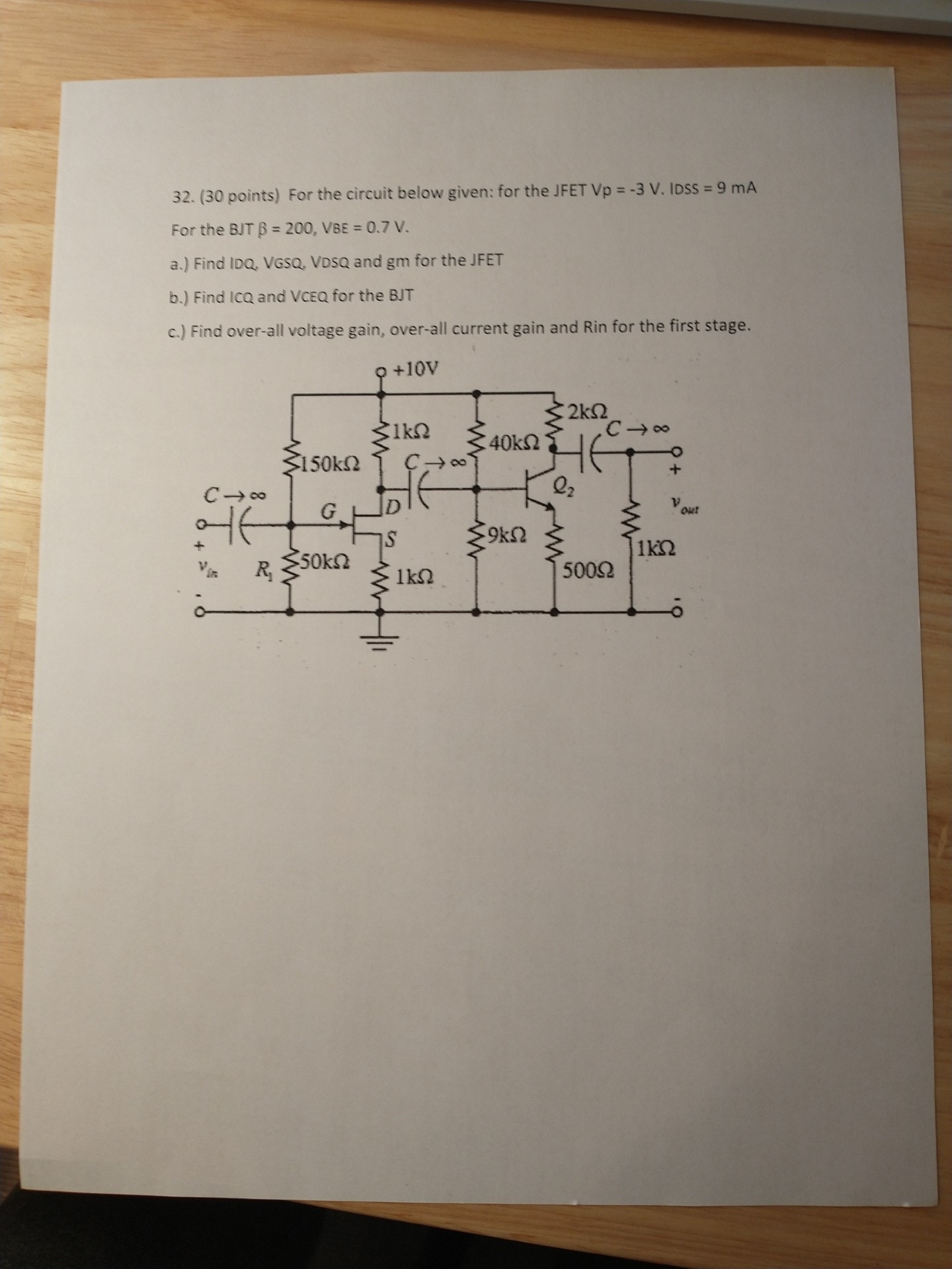 Solved (30 ﻿points) ﻿For the circuit below given: for the | Chegg.com
