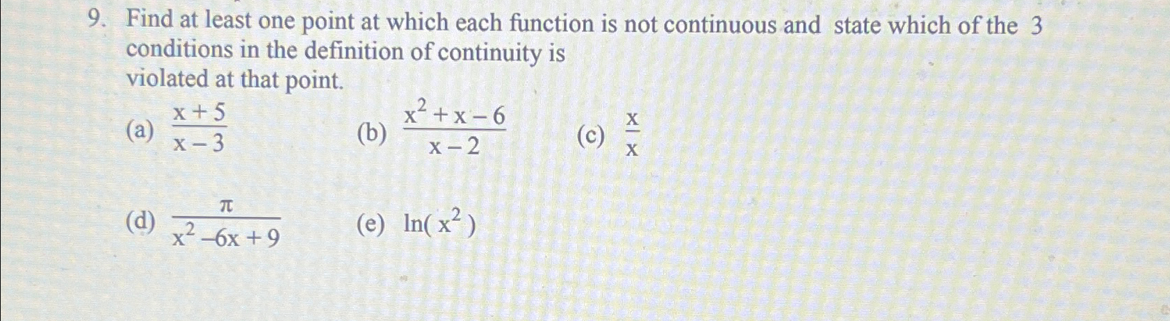 Solved Find at least one point at which each function is not | Chegg.com