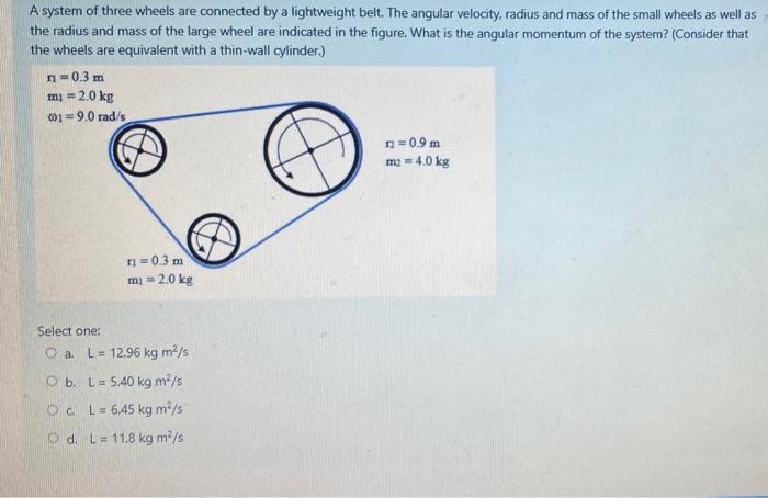 Solved A system of three wheels are connected by a | Chegg.com