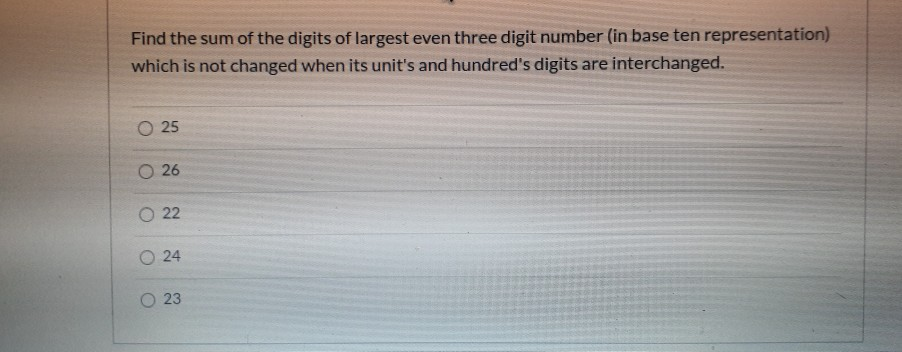 Solved Find The Sum Of The Digits Of Largest Even Three Chegg Solved Find The Sum Of The Digits Of Largest Even Three Chegg