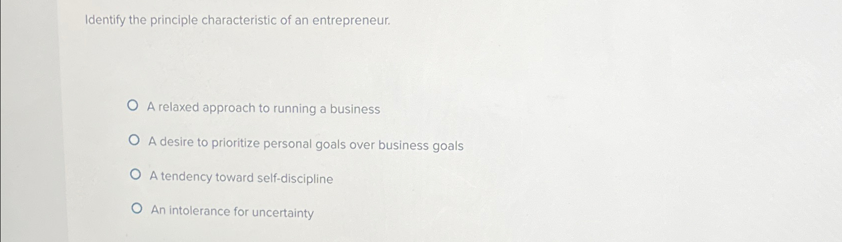 Solved Identify the principle characteristic of an | Chegg.com