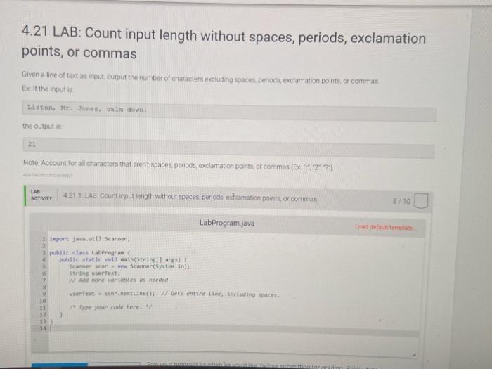Solved 4 21 Lab Count Input Length Without Spaces Periods