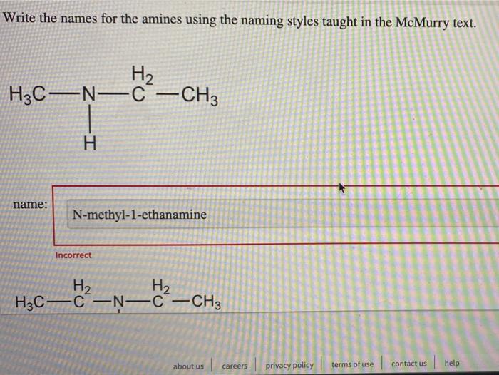 Solved Write the names for the amines using the naming | Chegg.com