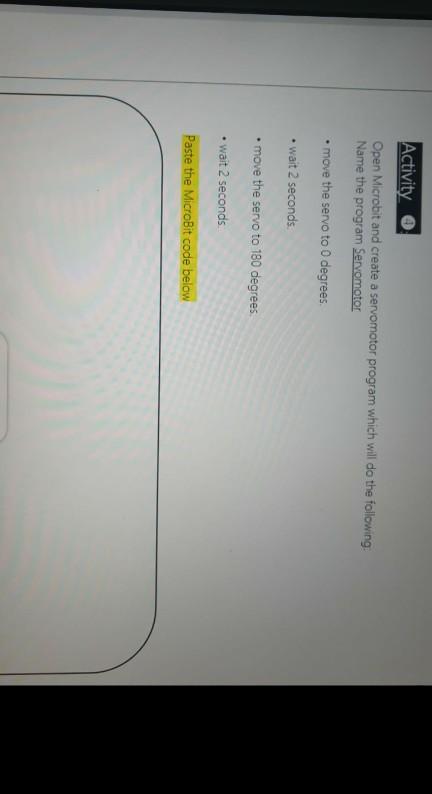 Solved Activity Open Microbit and create a servomotor | Chegg.com