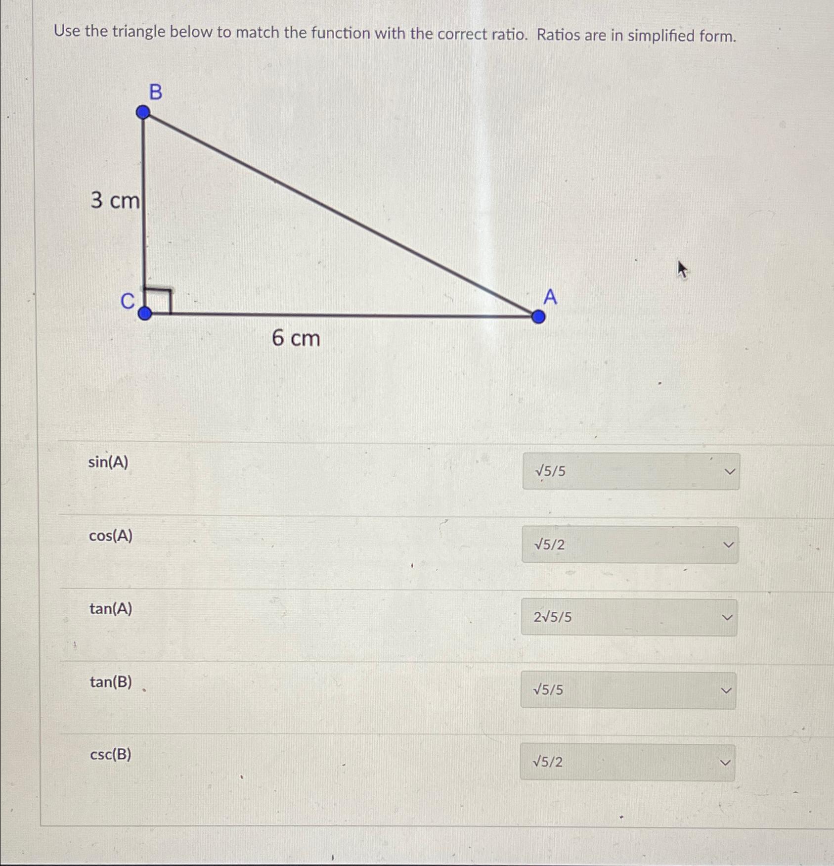Solved Use The Triangle Below To Match The Function With The