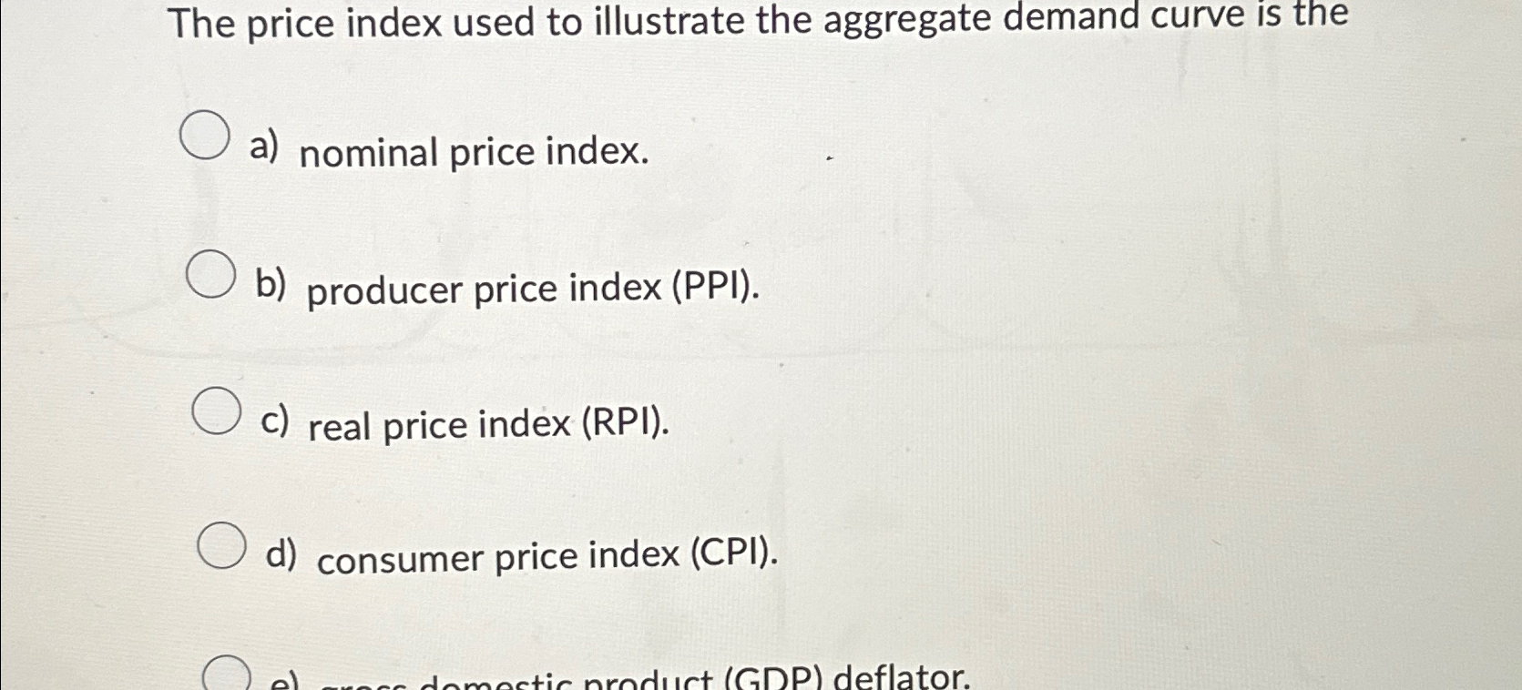 Solved The price index used to illustrate the aggregate | Chegg.com