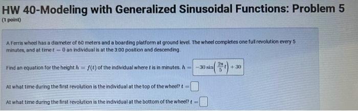 Solved HW 40-Modeling with Generalized Sinusoidal Functions: | Chegg.com