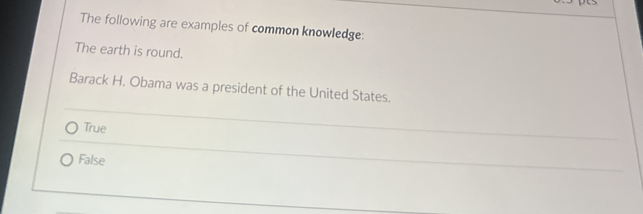 Solved The following are examples of common knowledge:The | Chegg.com