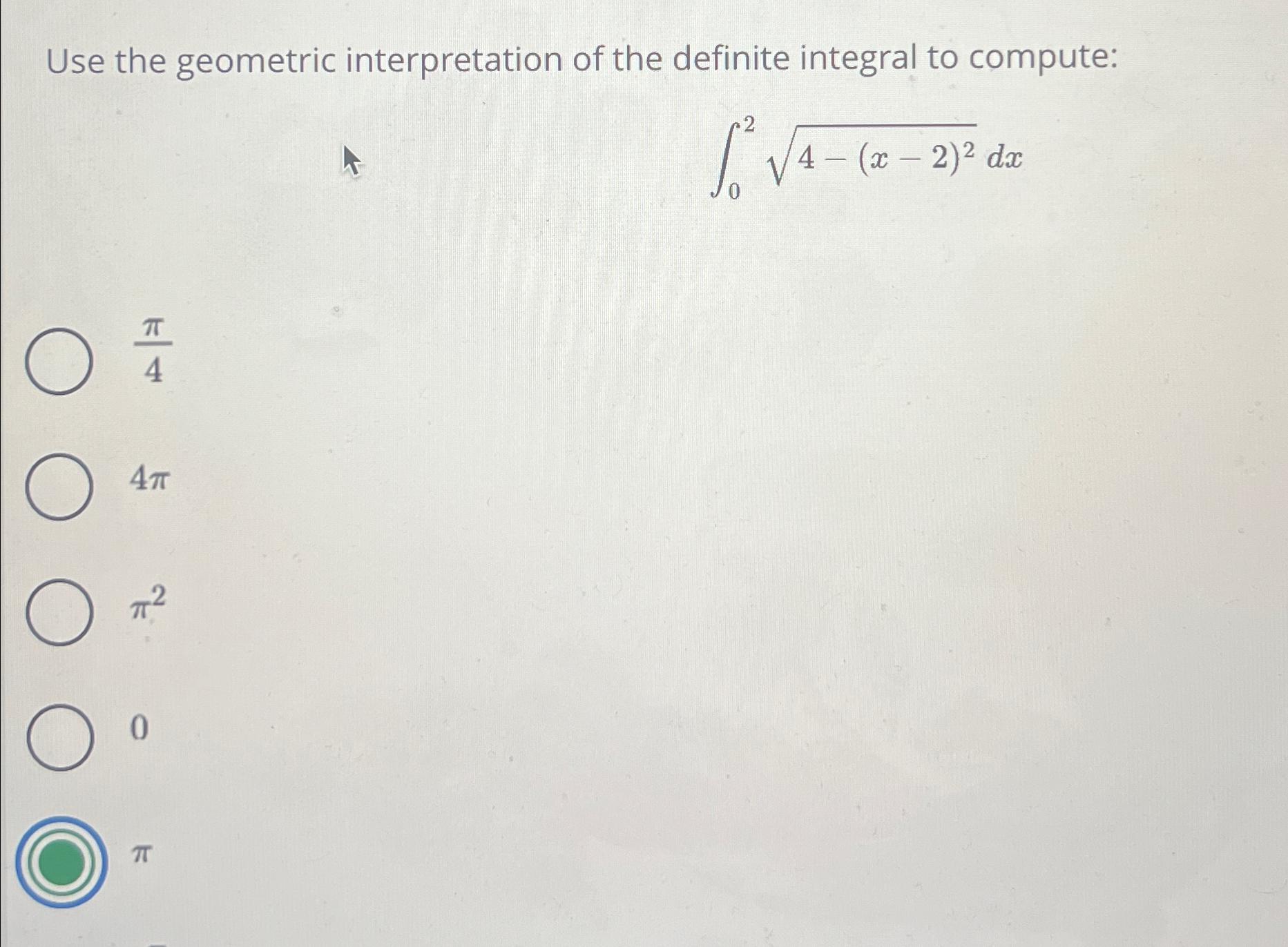 Solved Use the geometric interpretation of the definite | Chegg.com