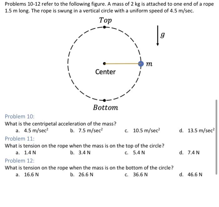 Solved Problems 10−12 refer to the following figure. A mass | Chegg.com