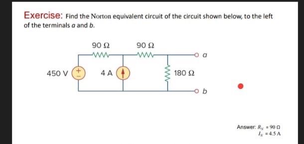 Solved Exercise: Find the Norton equivalent circuit of the | Chegg.com